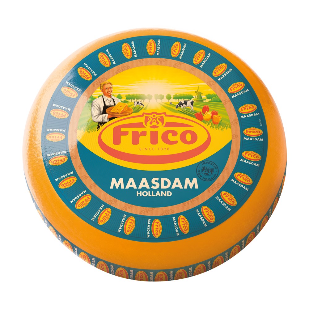 Frico Maasdam Emmental Dutch 1x13kg - Mayers Fine Food