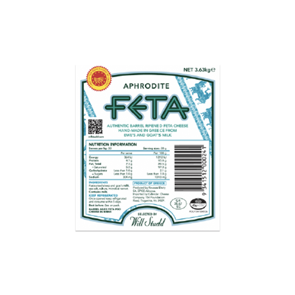 Will Studd Aphrodite Barrel Ripened Feta PDO 3.63kg - Mayers Fine Food