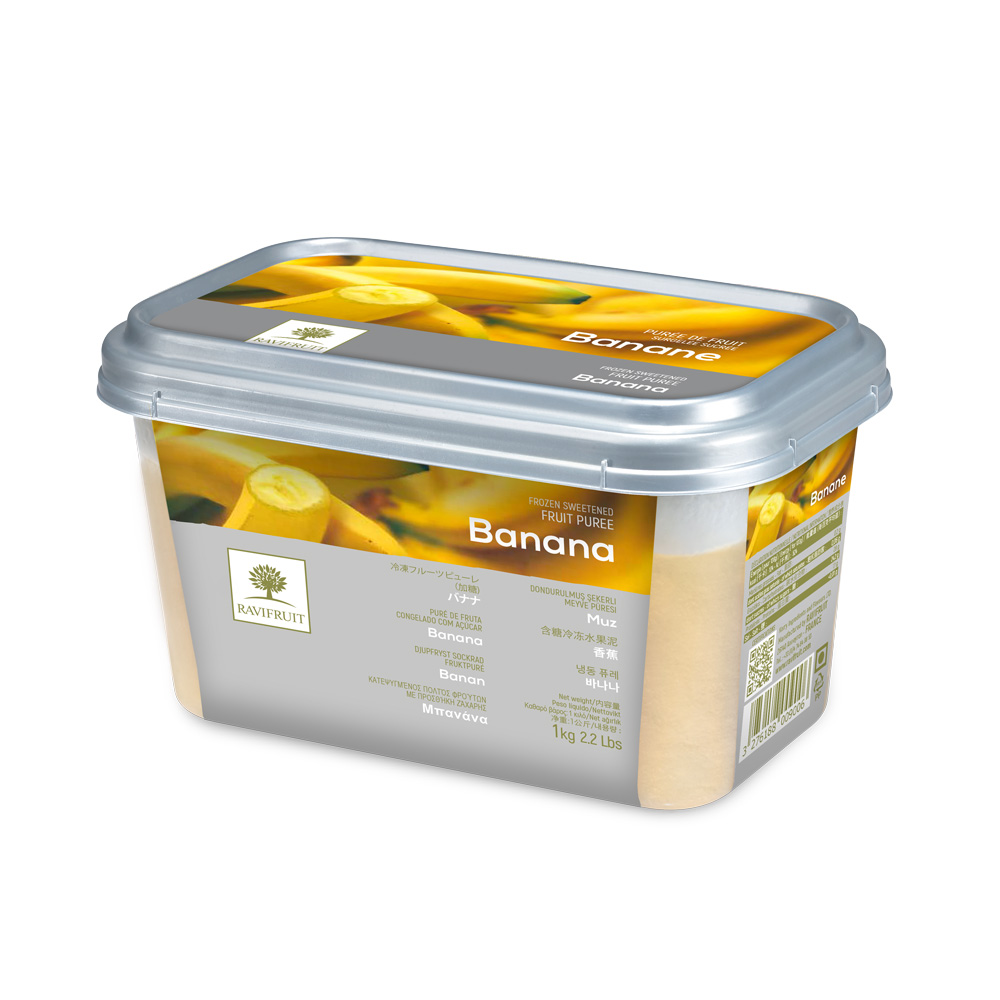 Ravifruit Frozen Fruit Puree Banana 5x1kg Tub - Mayers Fine Food