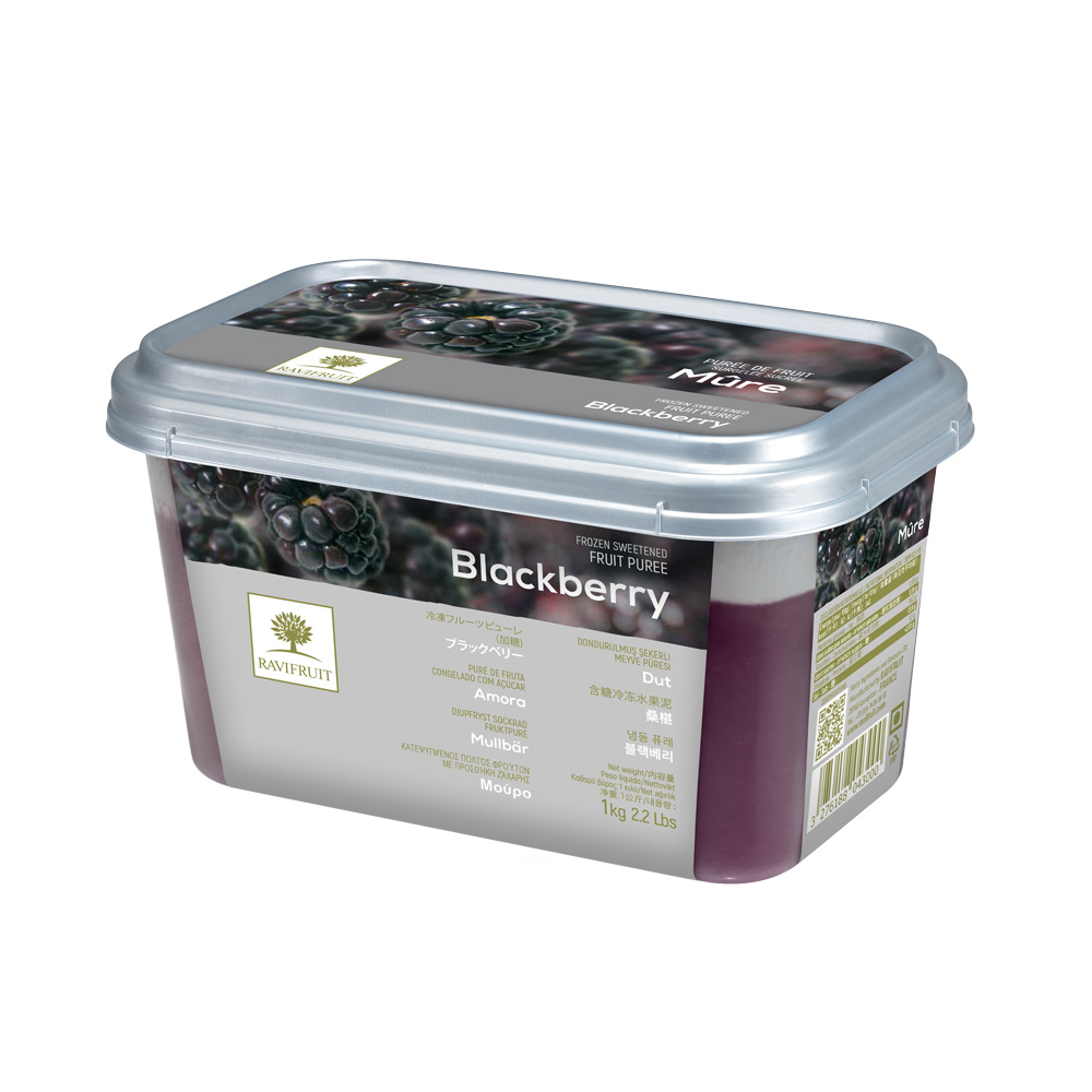 Ravifruit Frozen Fruit Puree Blackberry 5x1kg Tub - Mayers Fine Food