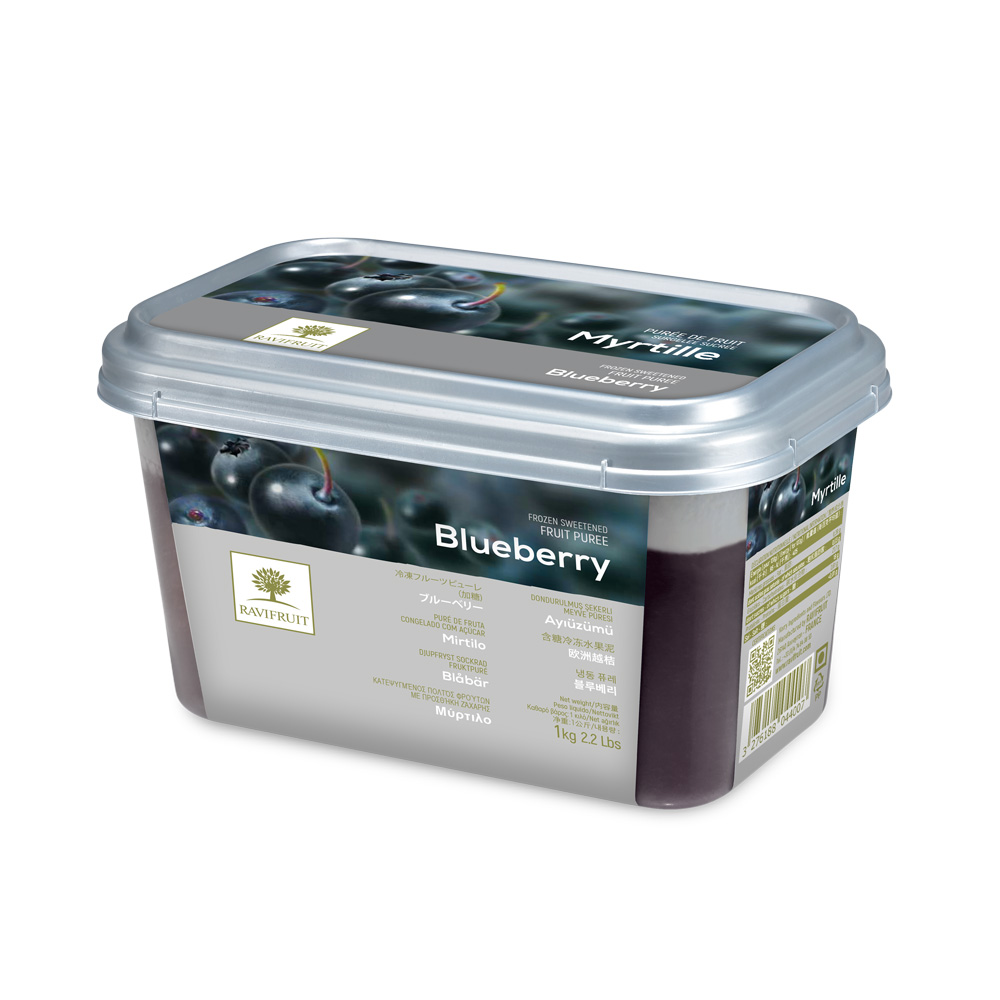 Ravifruit Frozen Fruit Puree Blueberry 5x1kg Tub - Mayers Fine Food